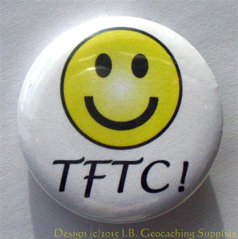 Geocaching Button Badges - TFTC (White Background)