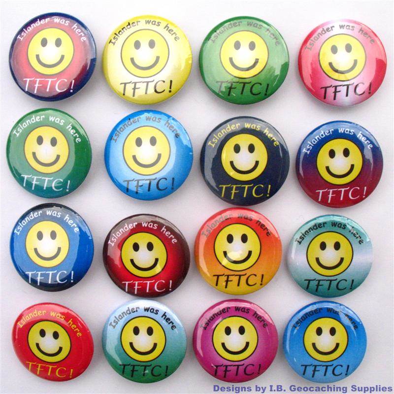 Geocaching Button Badges - Personalized TFTC (Colour)