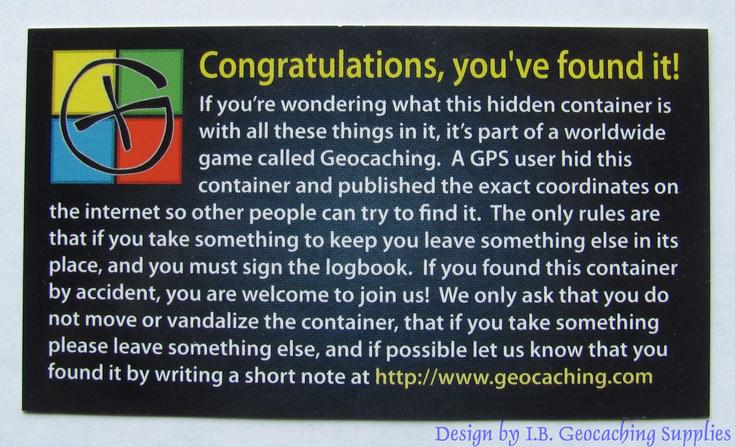 Cards - Geocache Info Card (1-Sided)