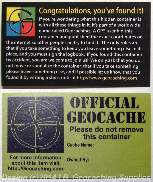 Cards - Geocache Info Card (2-Sided)