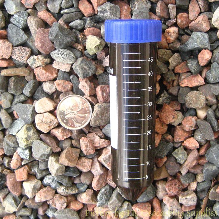 Geocache Containers - Brown Plastic Tube (50ml, Blue Cap)