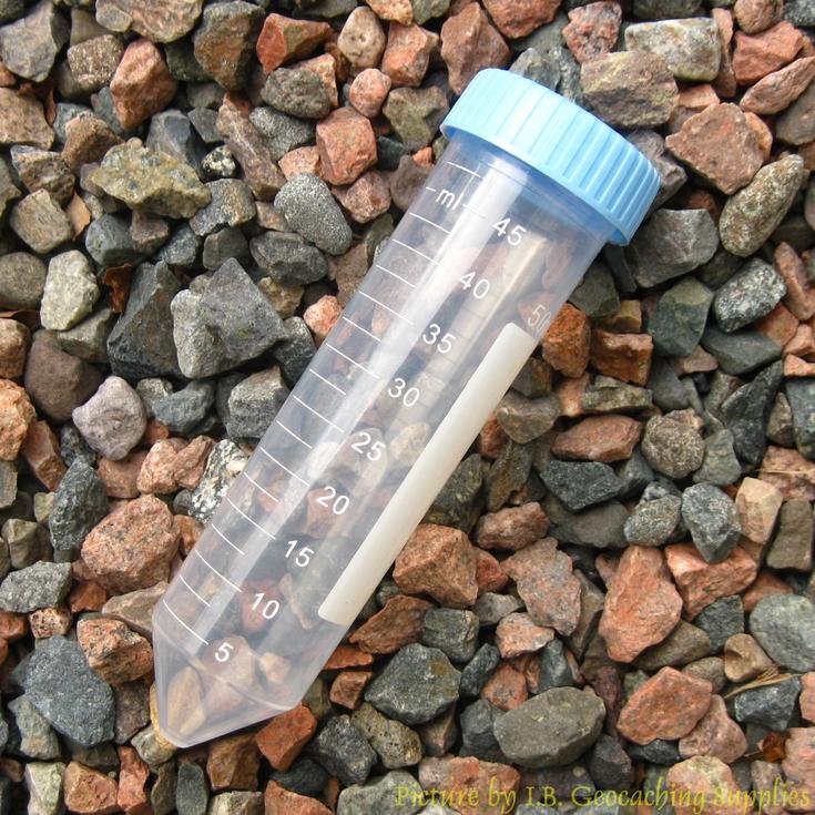 Geocache Containers - Plastic Tube (50ml, Light Blue Cap)