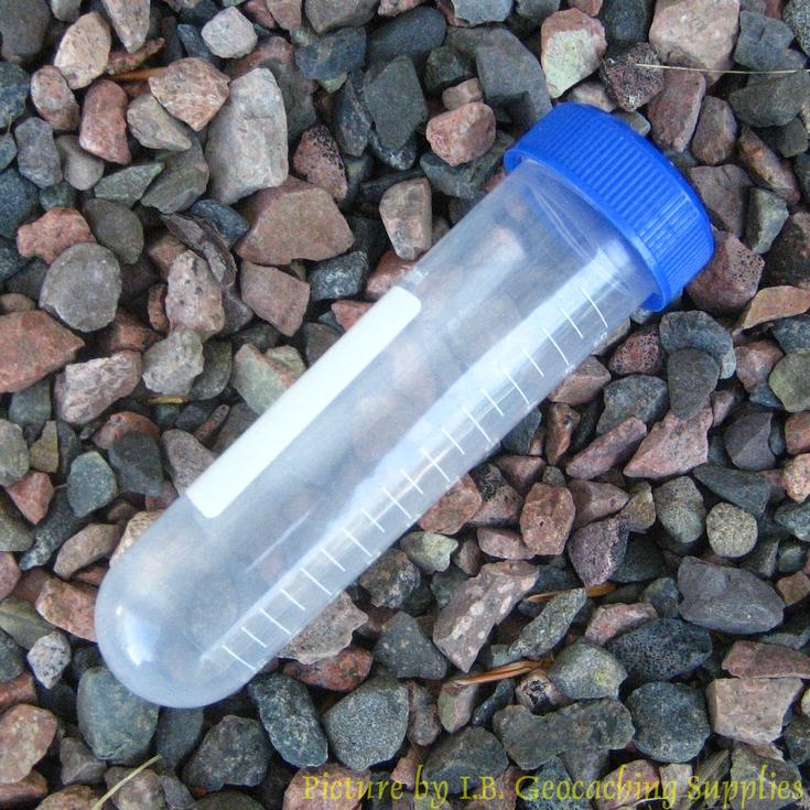 Geocache Containers - Plastic Rounded Tube (50ml, Blue Cap)