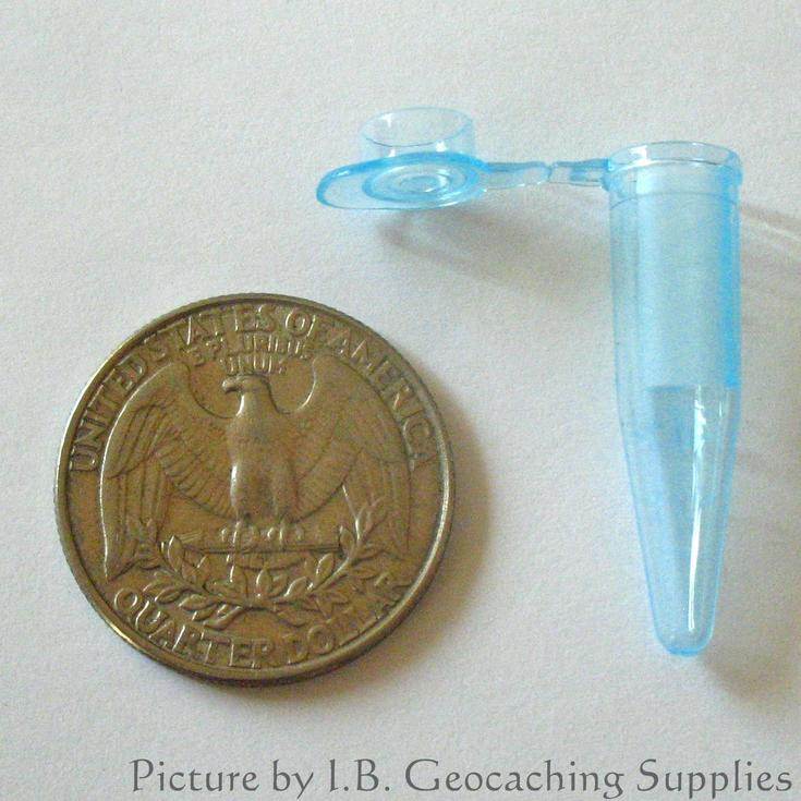 Geocache Containers - Plastic Nano - Blue 0.6ml with Attached Cap
