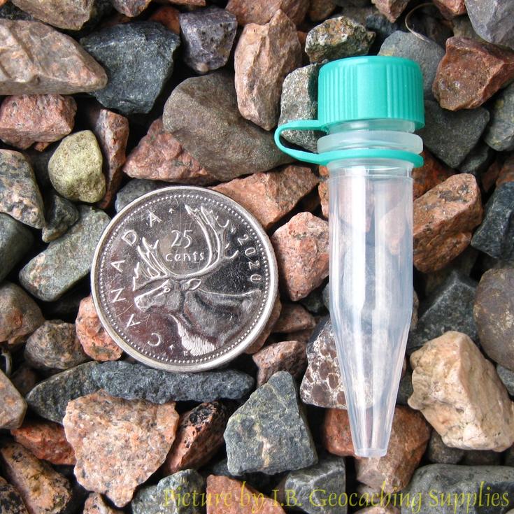 Geocache Containers - Plastic Nano - 1.5ml with Attached Green O-Ring Cap