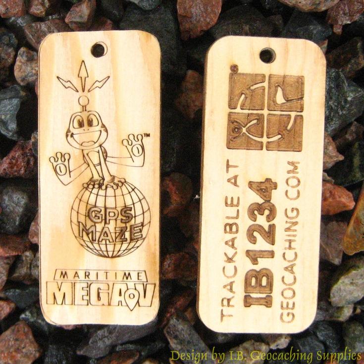 Trackable Geocaching Wooden Nickels - MMV GPS Maze Wooden Dog Tag
